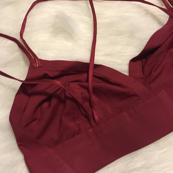 Intimates & Sleepwear | Burgundy Red Triangle Caged Cutout Bralette Bra ...